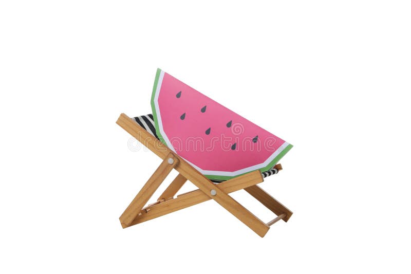 Deck Chair with Decorative Watermelon Isolated on White Background ...