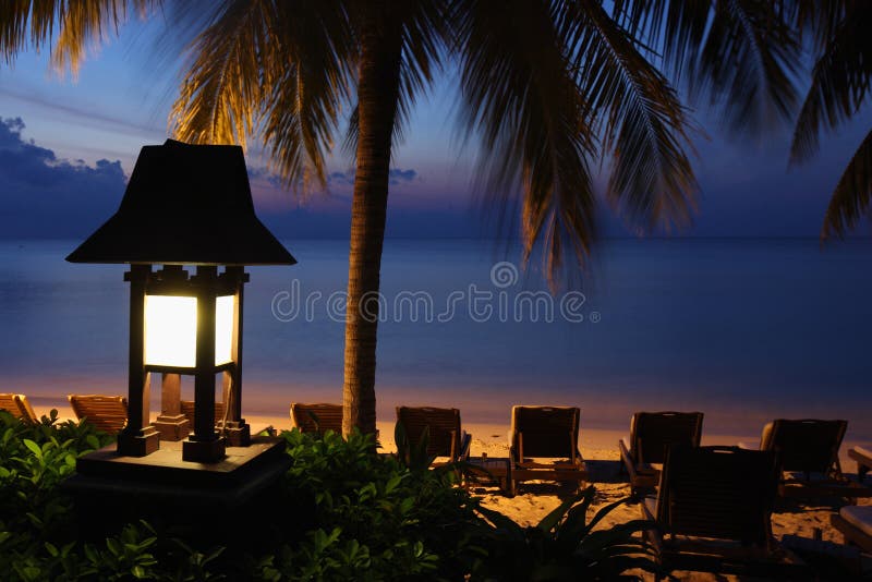 Seaside in the Hotel at Night Stock Photo - Image of thailand, light ...