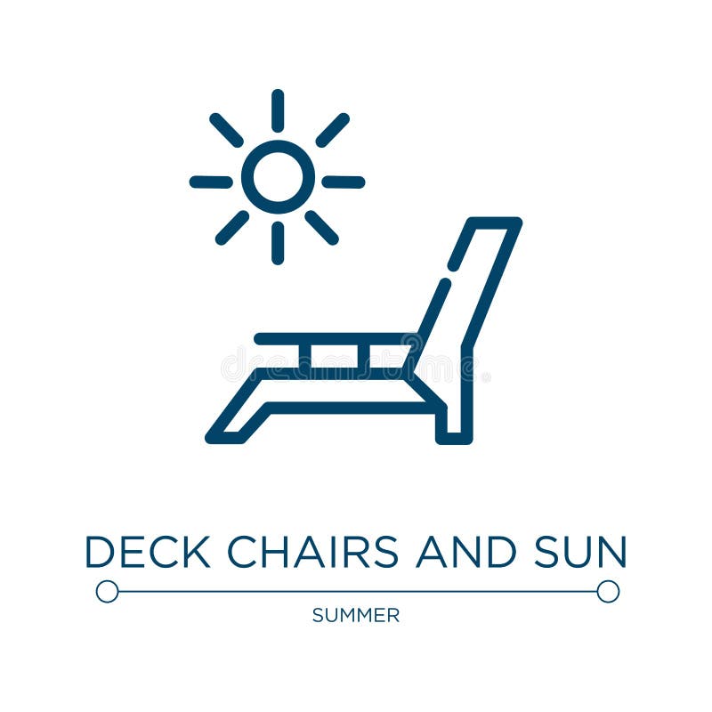 Deck Chairs and Sun Icon. Linear Vector Illustration from Summer ...