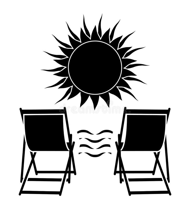 Black White Beach Chairs Stock Illustrations – 197 Black White Beach ...