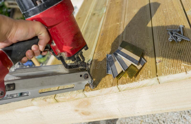 Deck Construction with Tools and Nails Stock Photo - Image of hammer ...