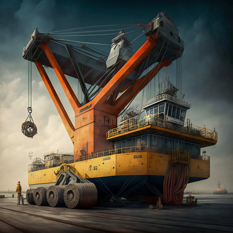 Deck Crane. Cargo Ship Crane Stock Illustration - Illustration of crane ...