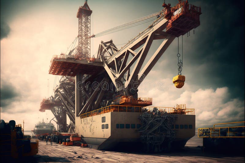 Deck Crane. Cargo Ship Crane Stock Illustration - Illustration of ...