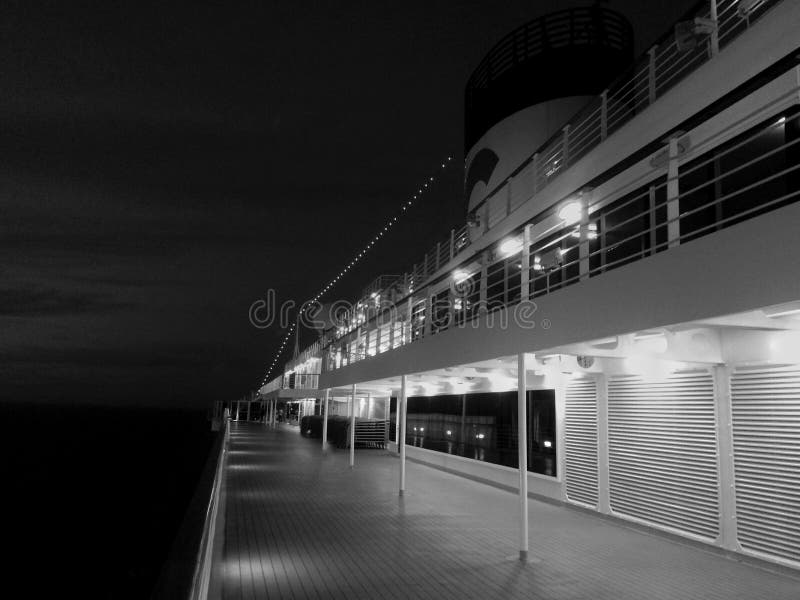 Deck of the Cruise Ship, Night Navigation Stock Image - Image of ...