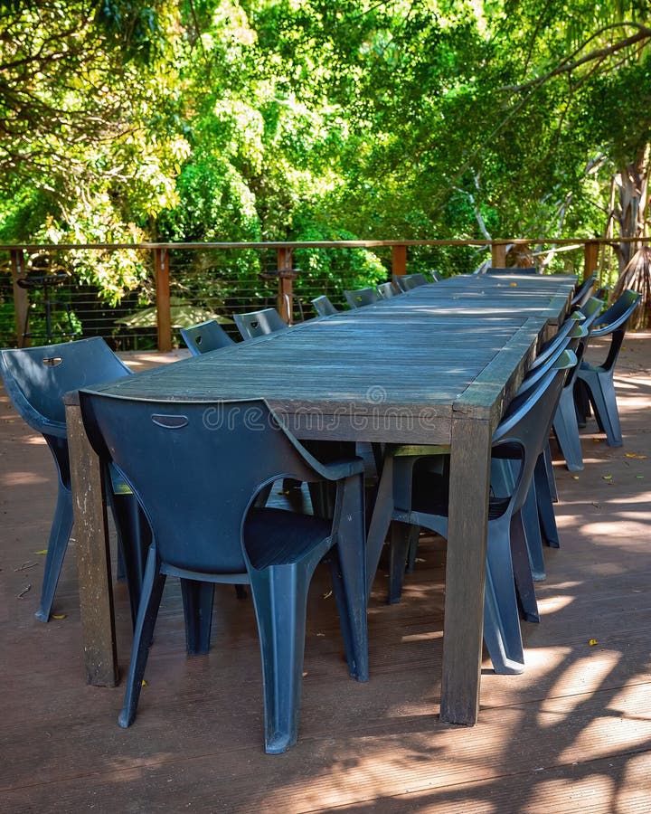 Deck Dining in a Bushland Environment Stock Image - Image of bushland ...