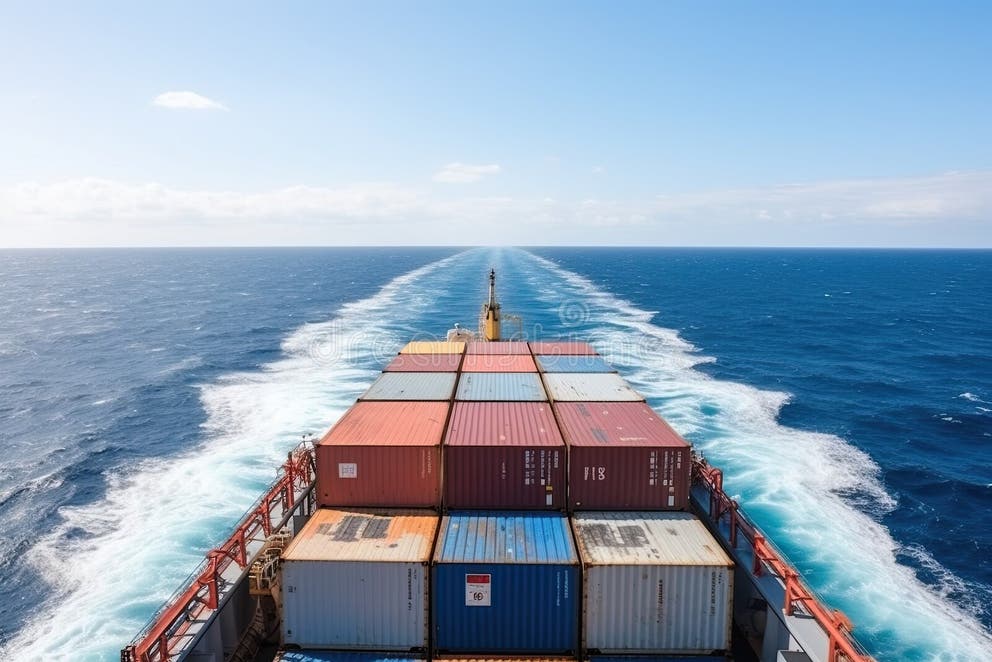 The Deck of a Massive Container Ship is Shown, with Rows of Stacked ...