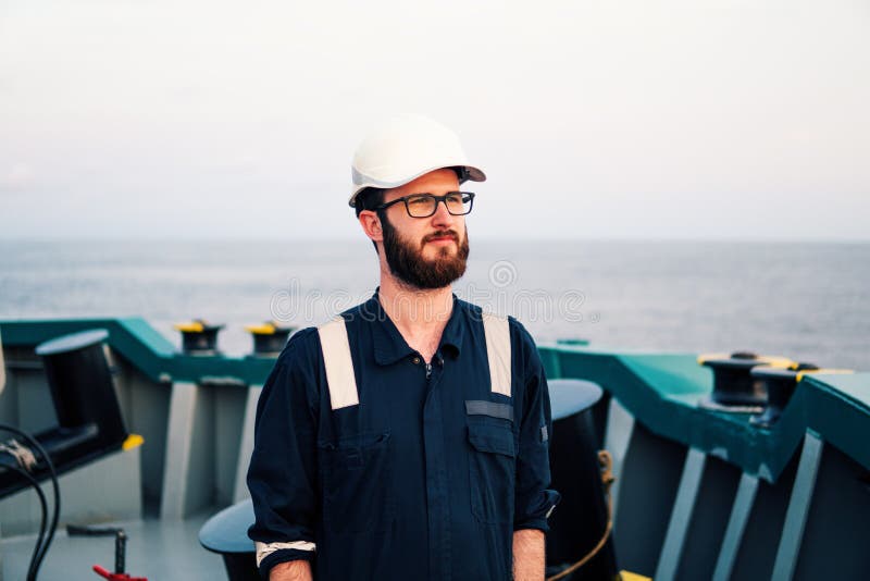 Deck Officer on Deck of Offshore Vessel or Ship Stock Image - Image of ...