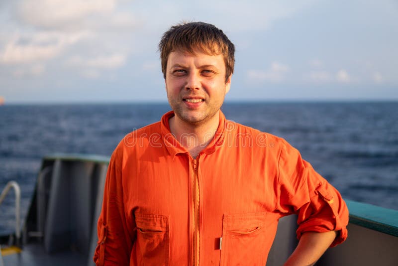 Deck Officer on Deck of Offshore Vessel or Ship Stock Image - Image of ...