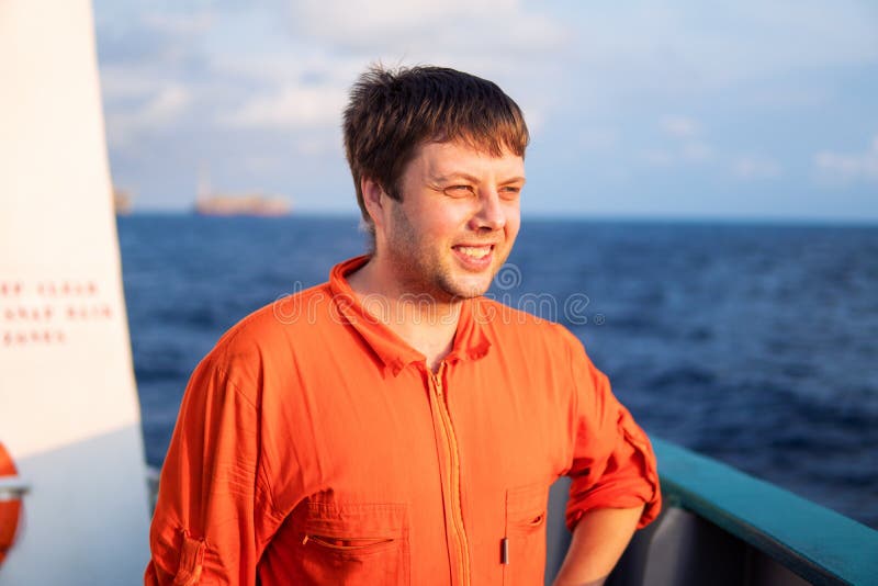 Deck Officer on Deck of Offshore Vessel or Ship Stock Photo - Image of ...