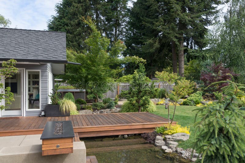 Deck Over the Stream stock photo. Image of custom, lawn - 41840724