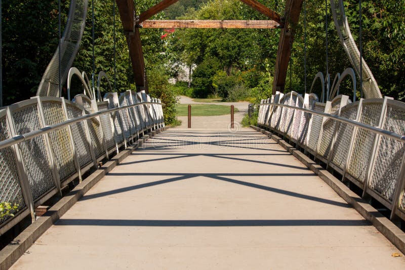 The Deck of a Pedestrian Bridge in a Park Stock Image - Image of trees ...