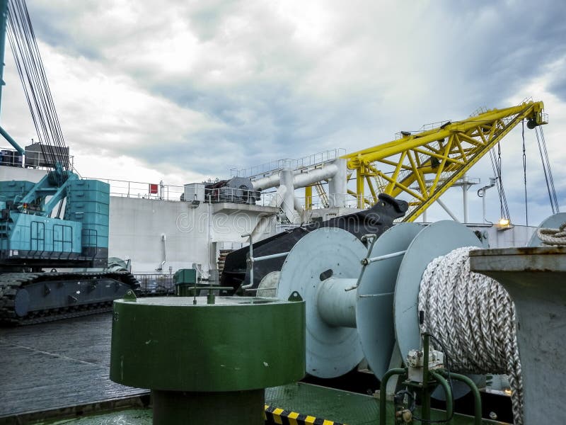 Deck with Boom and Mast on Liberty Ship Stock Image - Image of merchant ...