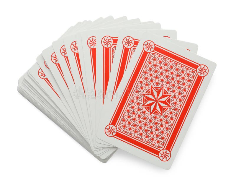 Deck of Playing Cards Isolated on White, Top View. Poker Game Stock ...