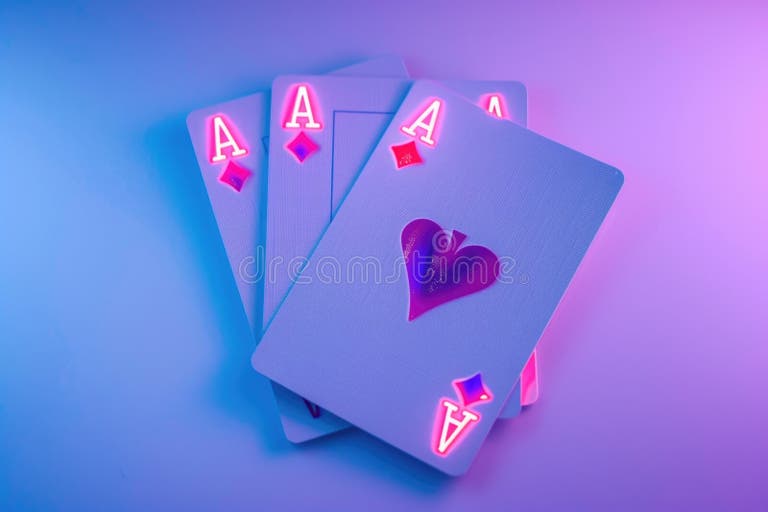 A Deck of Playing Cards with Neon Lights Stock Photo - Image of neon ...