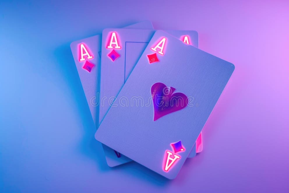 A Deck of Playing Cards with Neon Lights Stock Photo - Image of neon ...