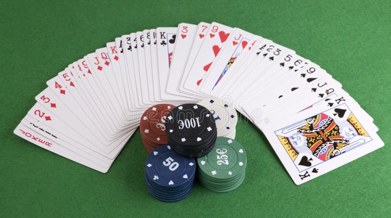 Deck of poker and tokens stock image. Image of poker - 13533445