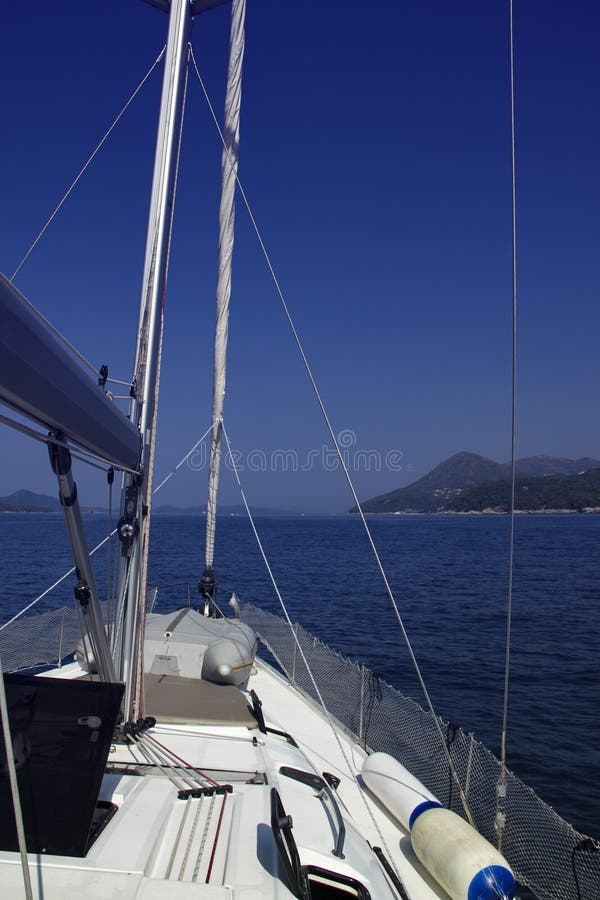 On the Deck of Sailing Boat Stock Photo - Image of cruise, recreation ...