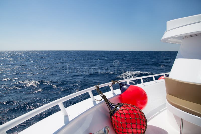 The Deck of the Ship Floating in the Sea Stock Image - Image of blue ...