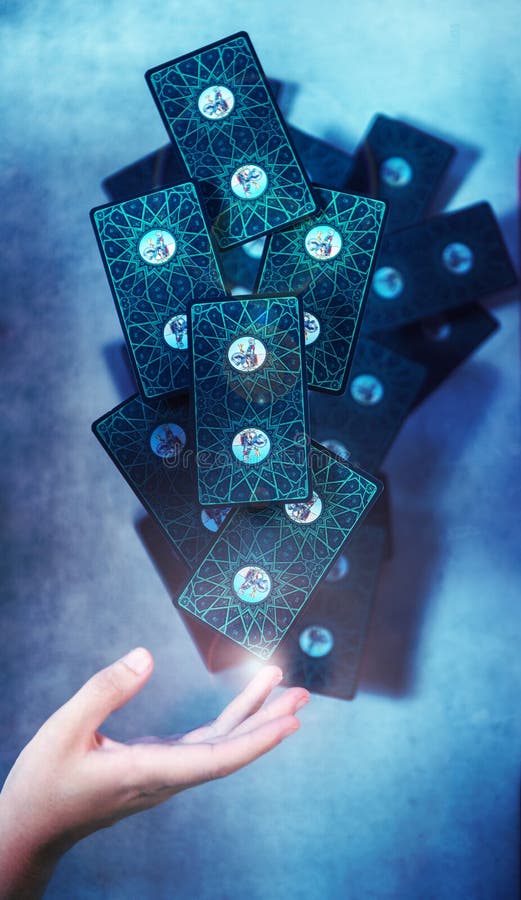 Deck of Tarot Cards on a Woman`s Hand. Stock Image - Image of ...