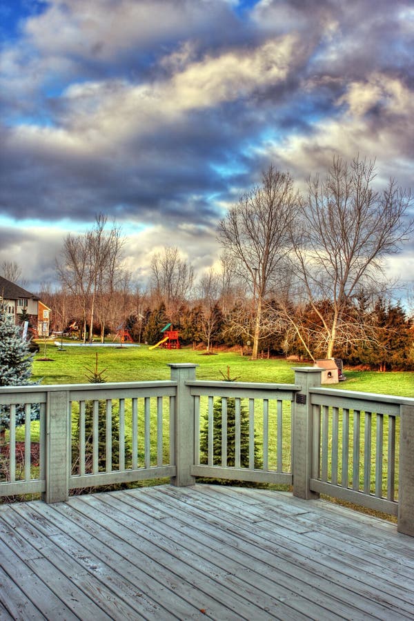 Deck view stock image. Image of pine, deck, field, grass - 4233497