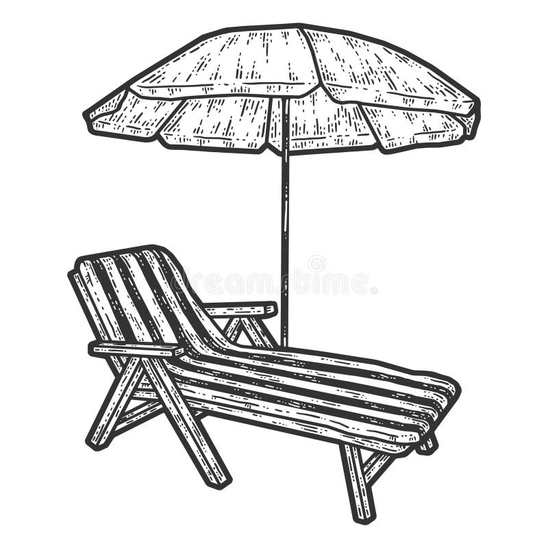 Beach Chair Umbrella Sketch Stock Illustrations 375 Beach Chair