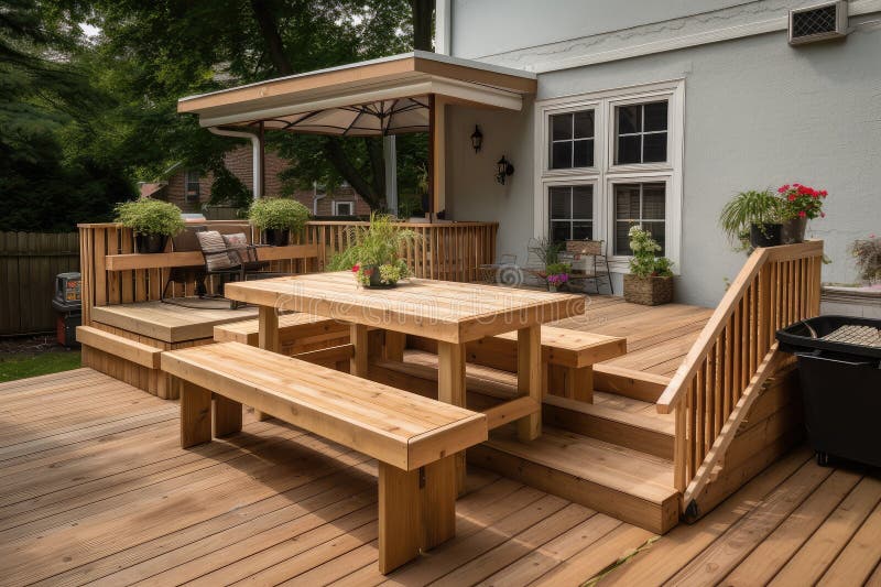 Decks with Built-in Benches and Shaded Areas for Comfortable Gatherings ...