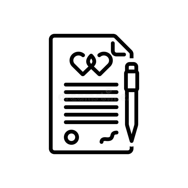 Black Line Icon for Declaration, Announcement and Marriage Stock ...