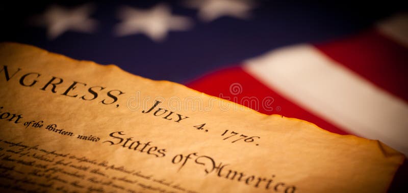 Declaration of Independence on Flag Background Stock Photo - Image of ...
