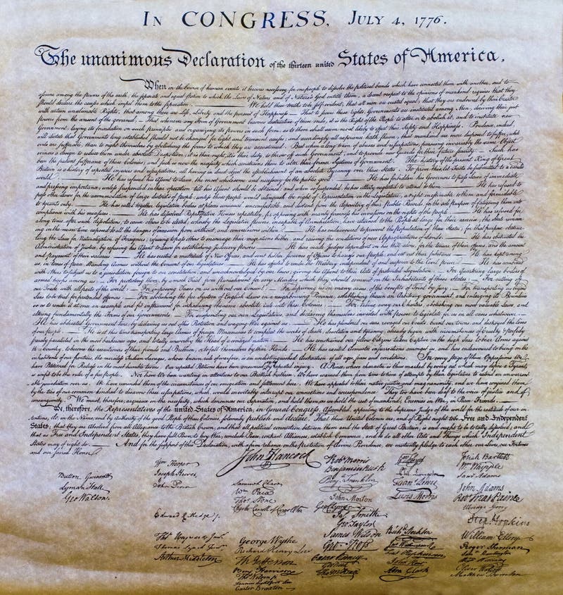 Declaration of Independence 4th July 1776 Close Up Stock Image - Image ...
