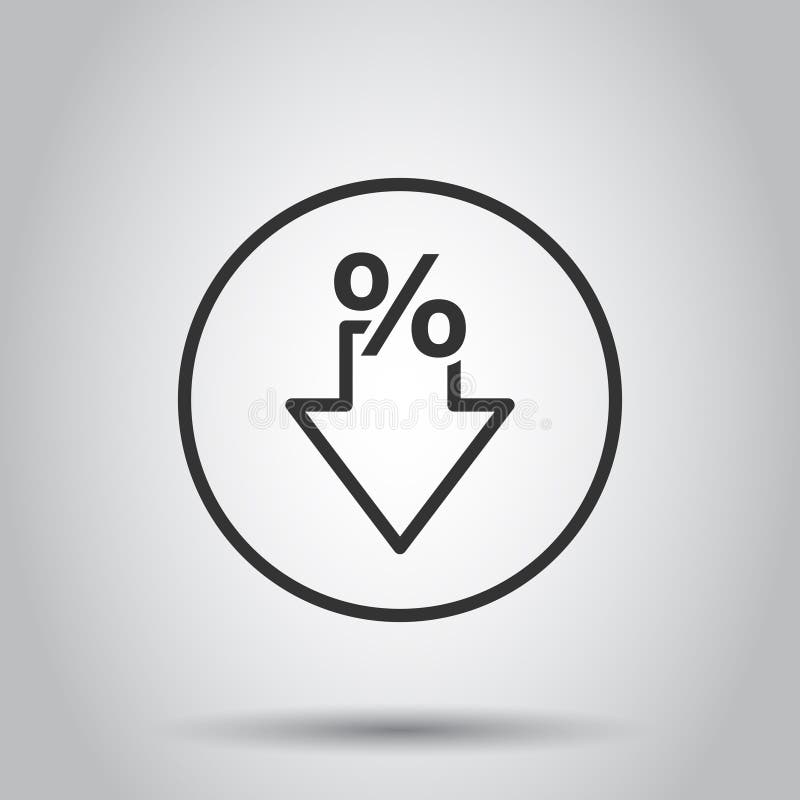 Decline Arrow Icon in Flat Style. Decrease Vector Illustration on White Isolated Background ...