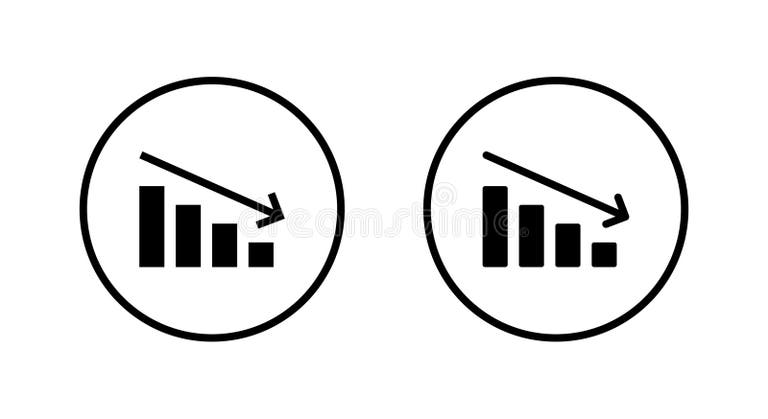 Decline Bar Chart with Downward Trend Arrow Icon. Decrease, Loss, and ...