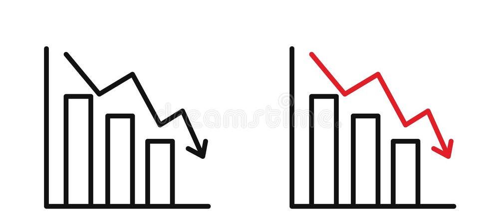 Decline Chart Icon Illustrating Decrease in Performance, Economic Downturn, and Analytical Data ...