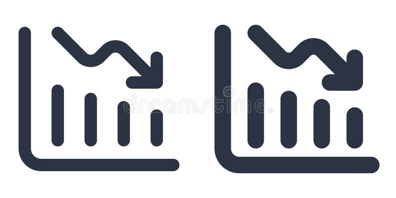 Decline Chart Simple Icons Set Designed in Filled and Stroke Style ...