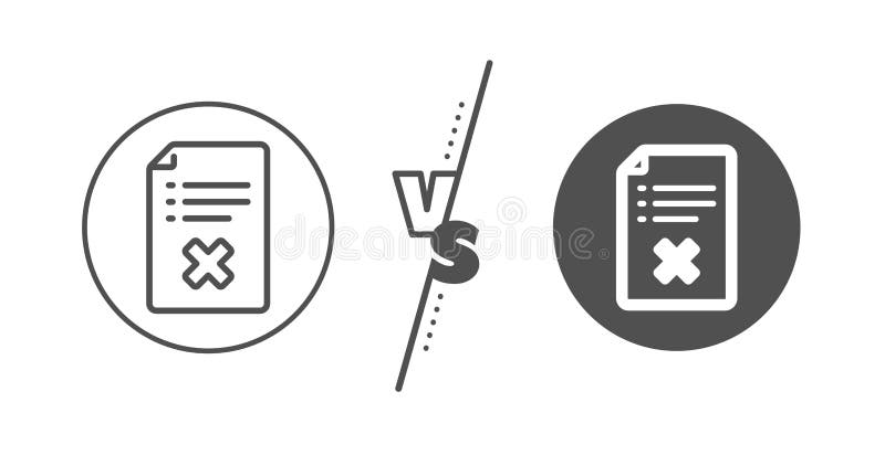 Reject File Line Icon. Decline Document Sign. Vector Stock Vector ...