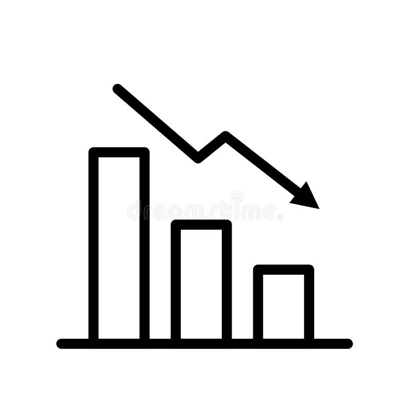 A Line Drawing Illustrating a Graph with an Arrow Downward Stock ...