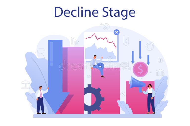 Decline Stage Concept. Finance Crisis with Falling Down Graph Stock Vector - Illustration of ...