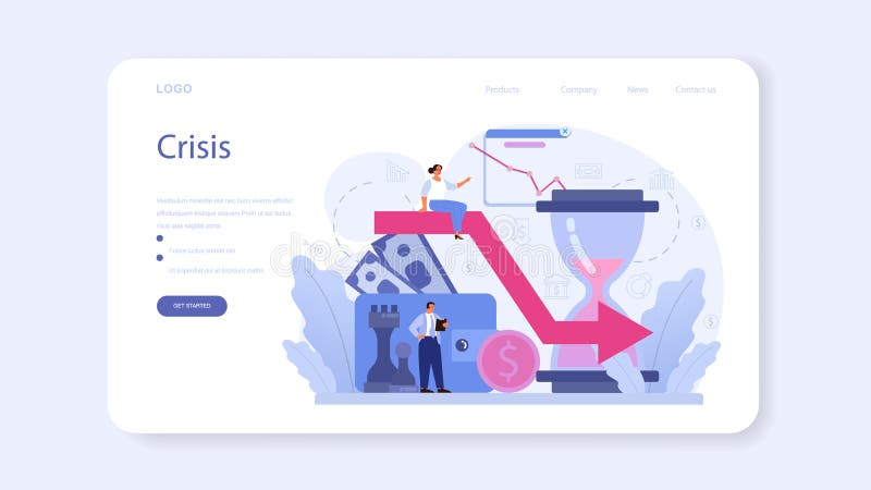 Decline Stage Web Banner or Landing Page. Finance Crisis Stock Vector ...