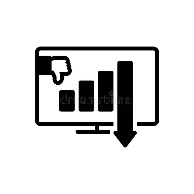 Black Solid Icon for Declined, Decrease and Reduce Stock Vector - Illustration of logotype ...