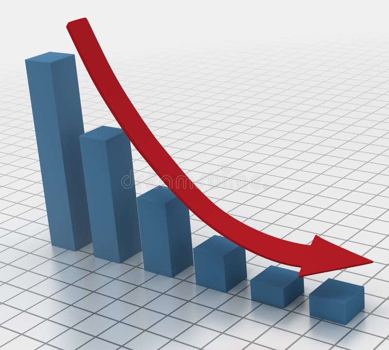 Declining Bar Chart with Arrow Stock Illustration - Illustration of ...
