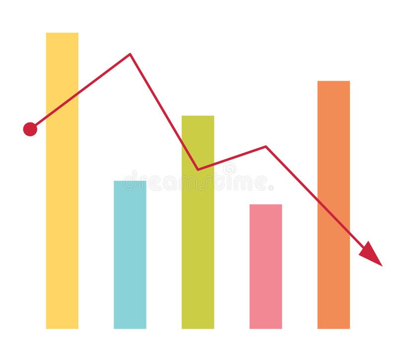 Bar Chart With Arrow Going Down Stock Vector - Illustration of decline ...