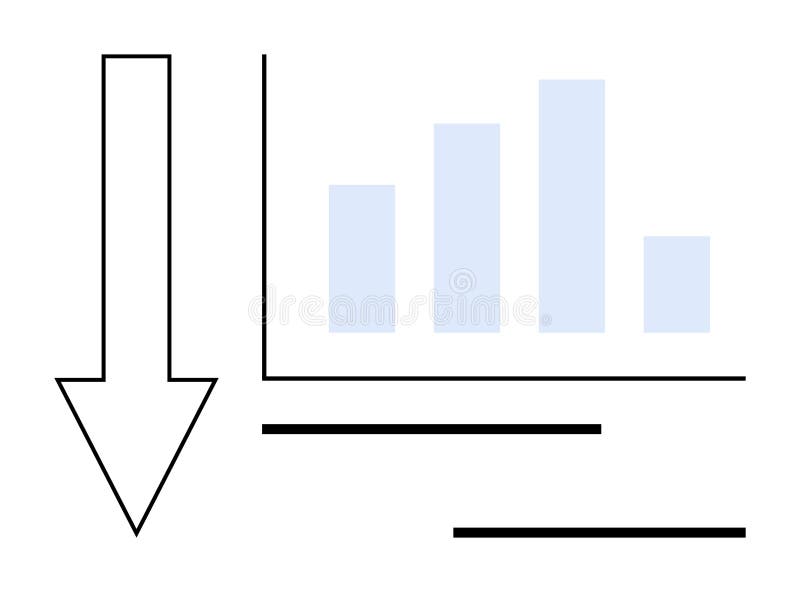 Declining Bar Graph with Arrow Indicating Downward Trend in Performance ...