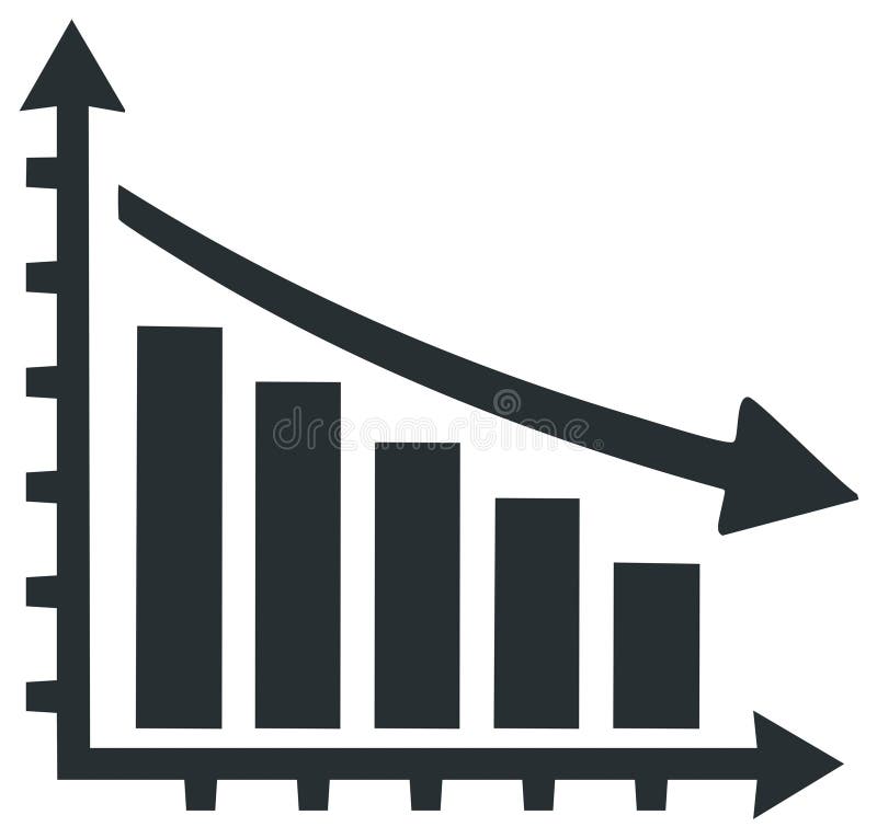 Declining Bar Graph with Arrow Showing Increase and Downward Trend Stock Vector - Illustration ...
