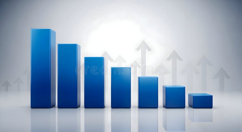 Declining Blue Bar Chart with Upward Arrows Background Stock Illustration - Illustration of ...