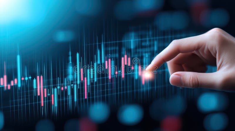 Declining Chart and Hand Interaction, Visualizing Market Trends ...