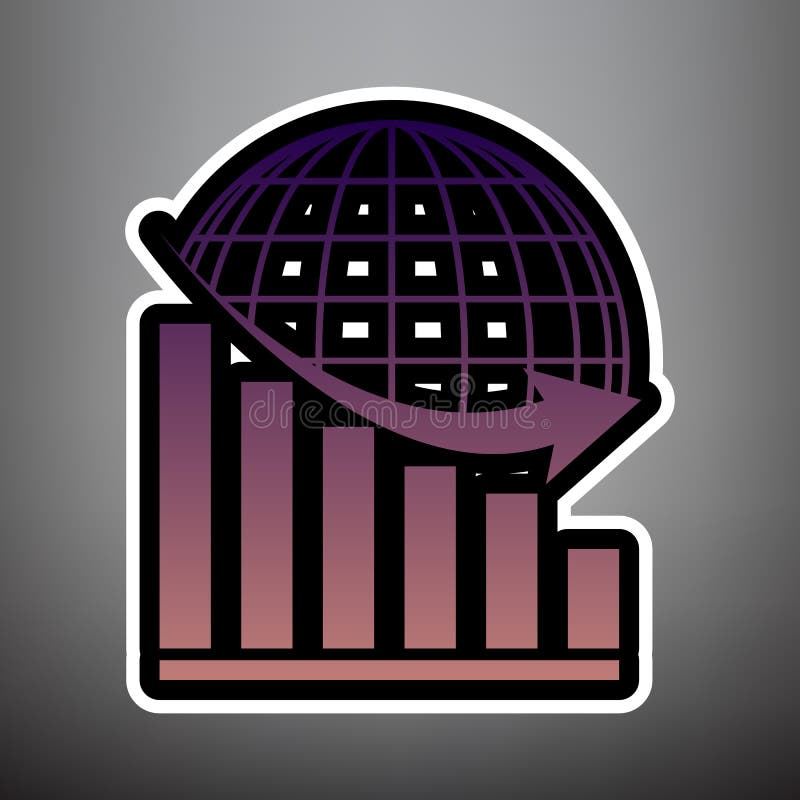 Violet Graph Arrow Move Right Vector Illustration Stock Illustration ...