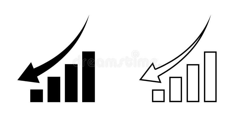 Declining Graph Icon. Bar Chart Icon with Down Arrow. Vector Illustration Stock Vector ...