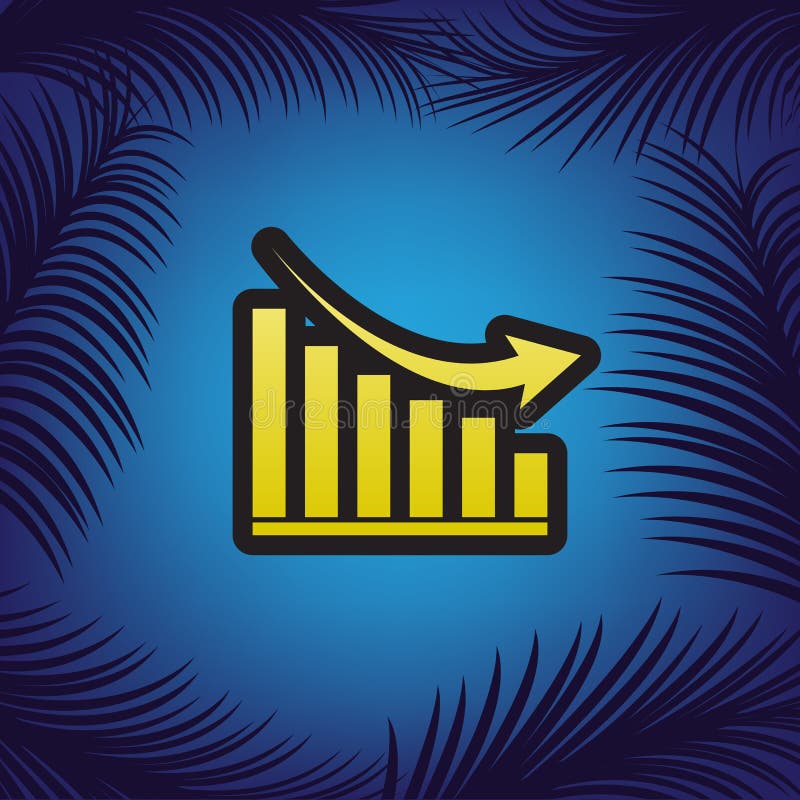Declining Graph Sign. Vector. Violet Gradient Icon with Black an Stock ... Declining Graph Sign. Vector. Violet Gradient Icon with Black an Stock ...