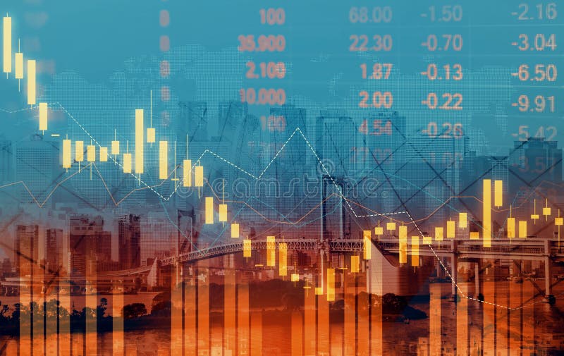 Declining Graphs and Digital Indicators Overlap Modernistic City ...