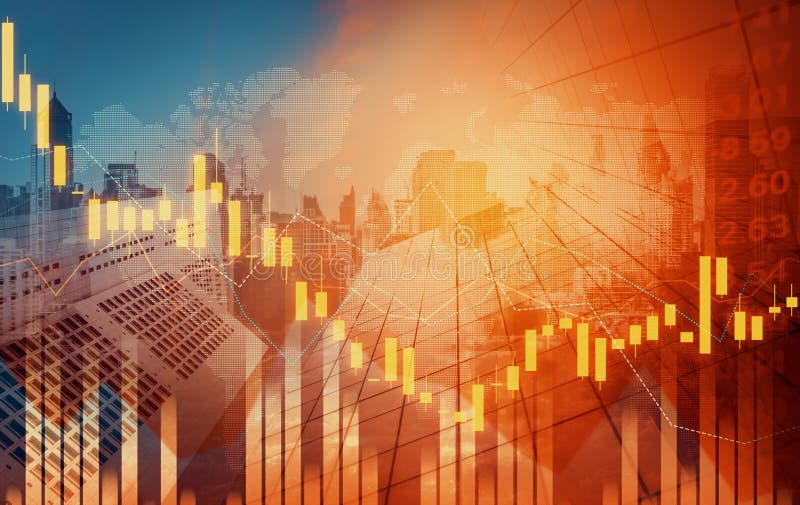 Declining Graphs and Digital Indicators Overlap Modernistic City ...