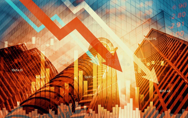 Declining Graphs and Digital Indicators Overlap Modernistic City ...